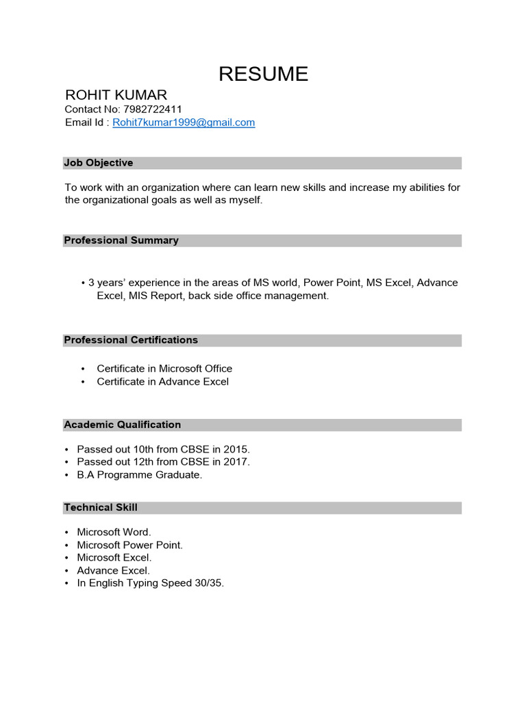 Resume Rohit Kumar | PDF | Career & Growth
