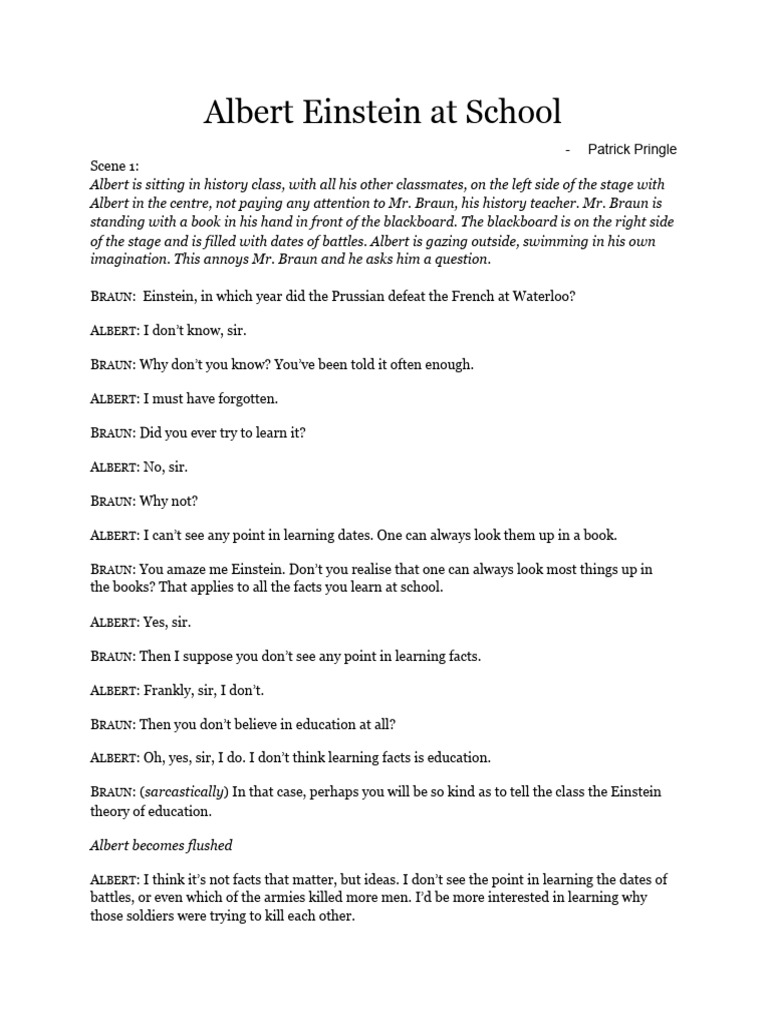 Albert Einstein at School (Play) | PDF