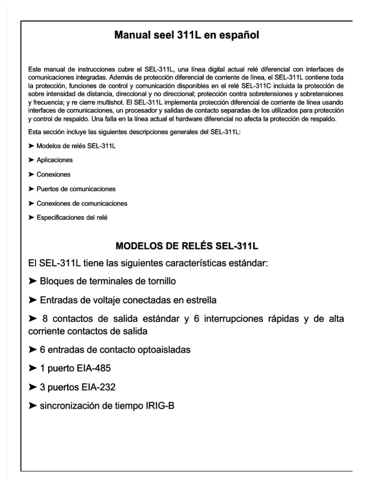 Manual SEL-311L: Guía Técnica | PDF | Ciencia y matemáticas | Informática