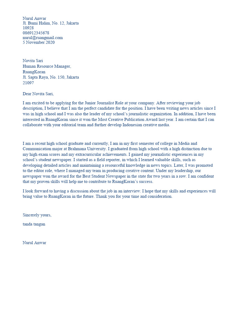 Application Letter | PDF