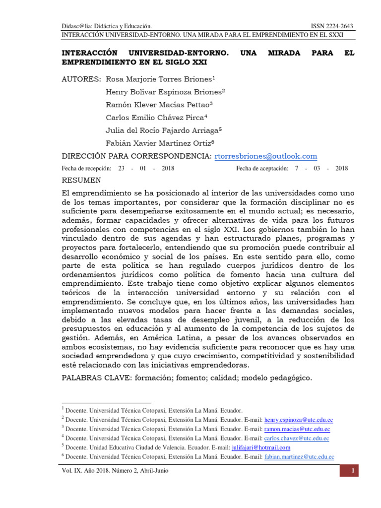 Universidad - Emprendimiento Siglo XXI - 2018 | PDF