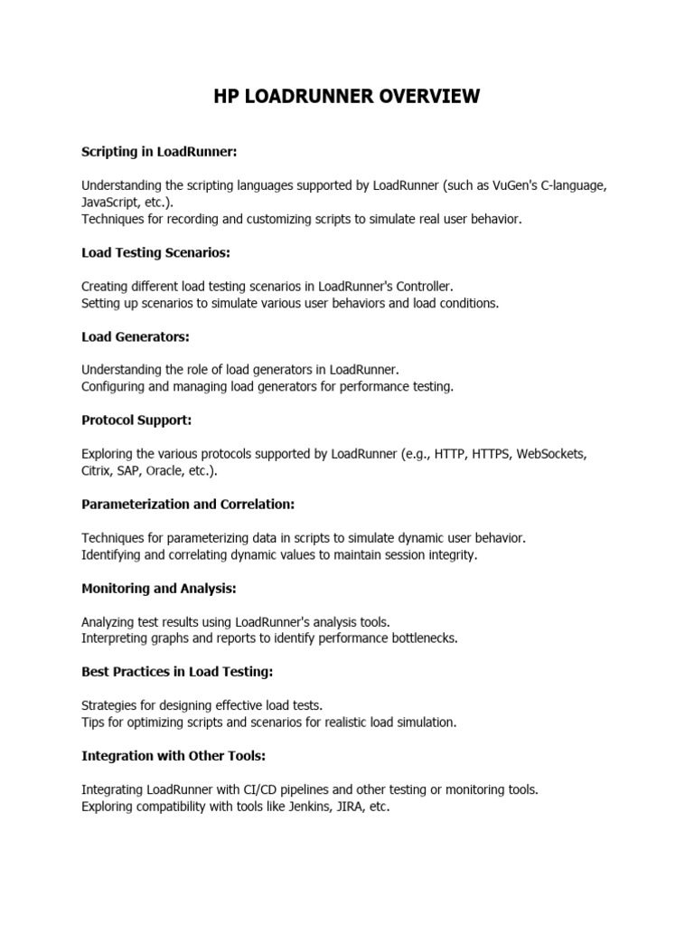 HP Loadrunner Overview | PDF | Simulation | Software