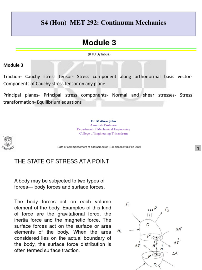 Continuum Mechanics - Module 3 To Students | PDF