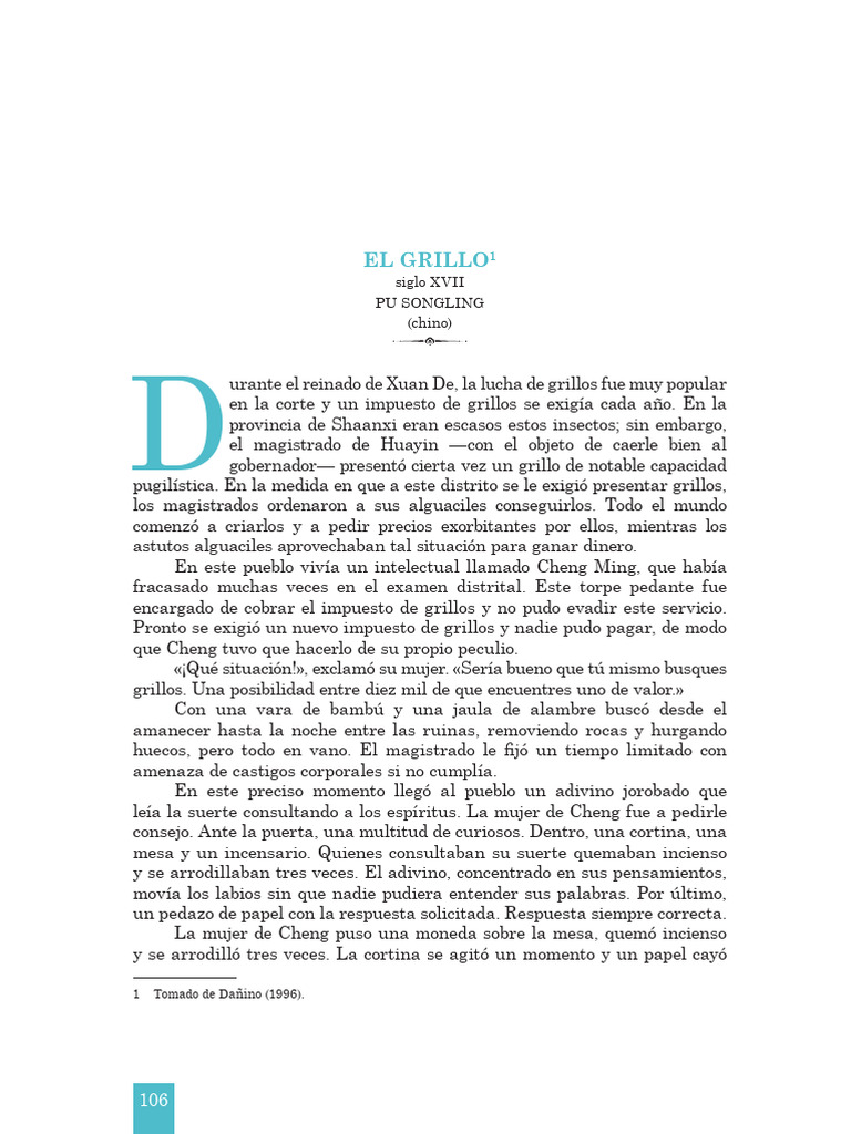 El Grillo: Cuento de Pu Songling | PDF