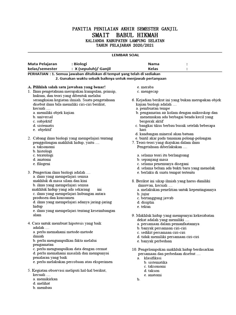 Biologi Kelas X | PDF | Sains & Matematika