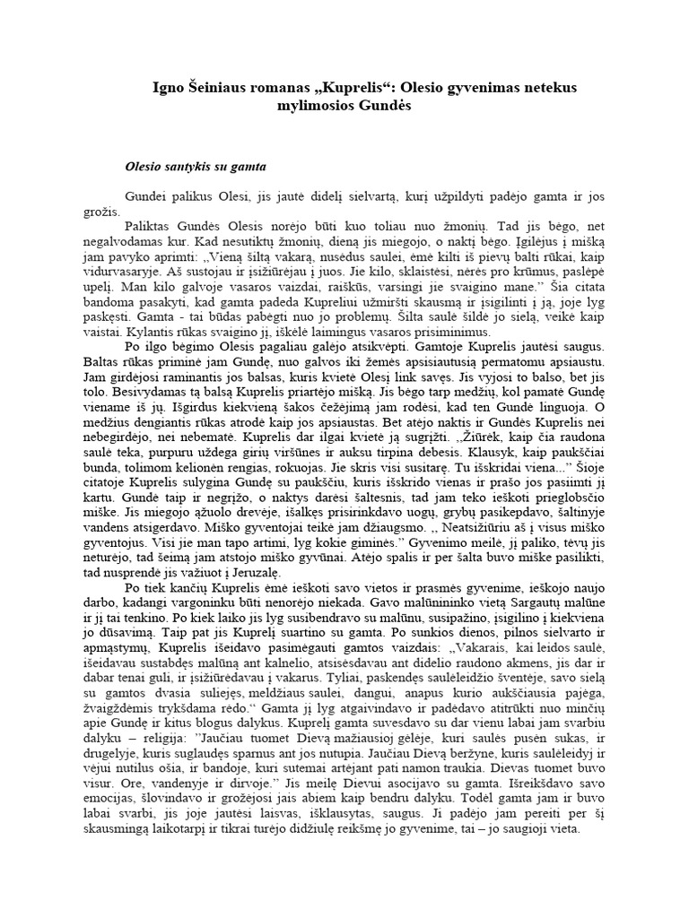 Olesio Gyvenimas Netekus Mylimosios Gundės | PDF