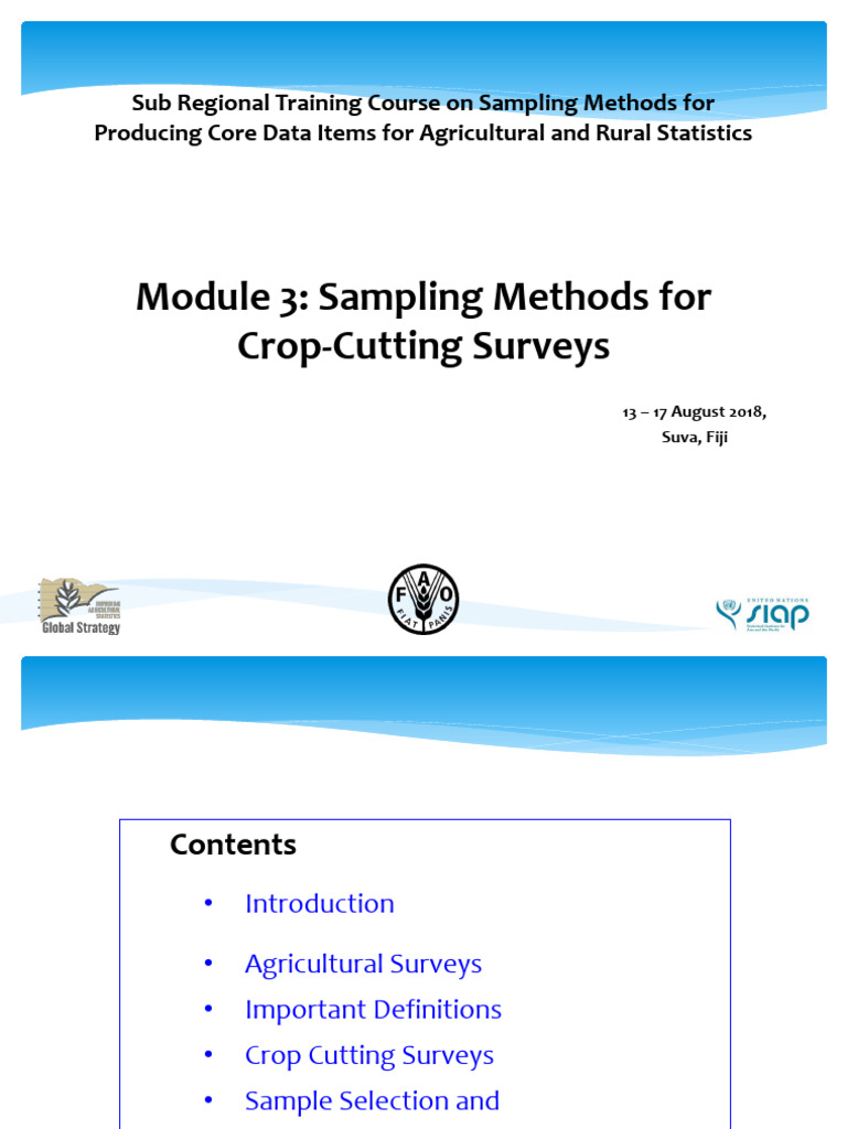 Module 3 - Sampling Methods For Crop Cutting Surveys | PDF | Survey Methodology | Agriculture