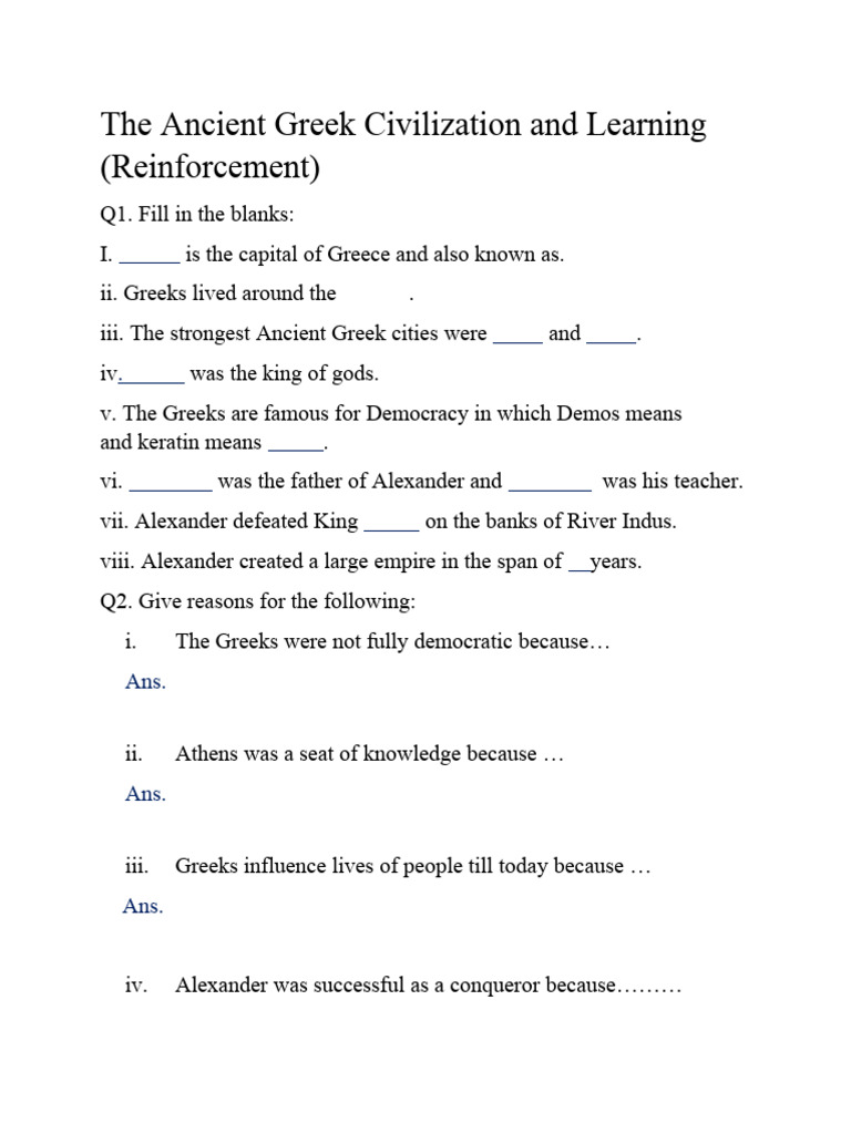 The Ancient Greek Civilization and Learning (1) | PDF