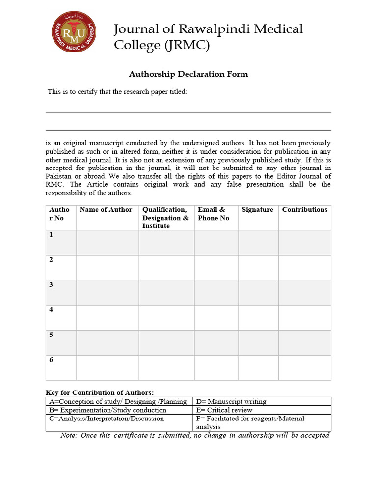 Authorship Declaration Form | PDF
