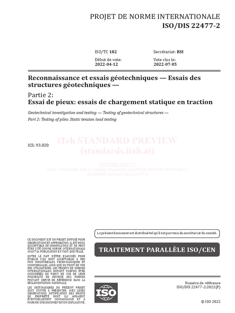 Iso Fdis 22477 2 | PDF | Fondation profonde | Organisation ...