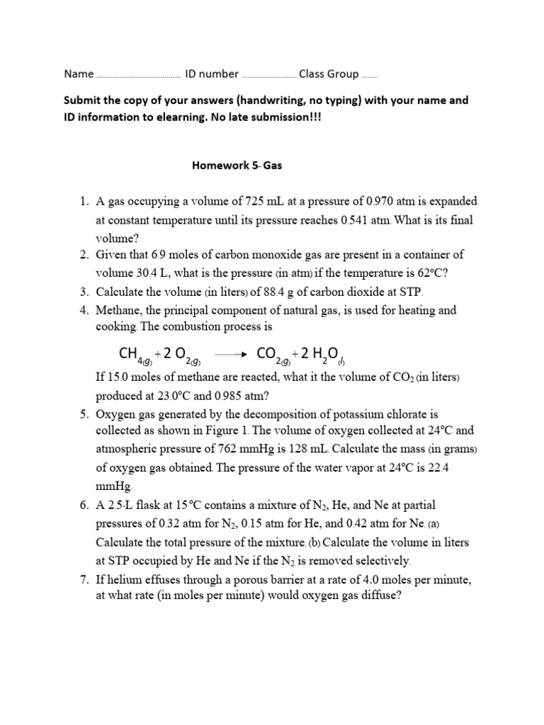 Gas Laws Homework Problems | PDF | Technology & Engineering