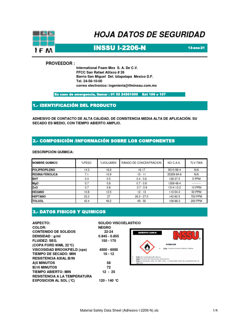 Adhesivo Inssu-2206-N | PDF