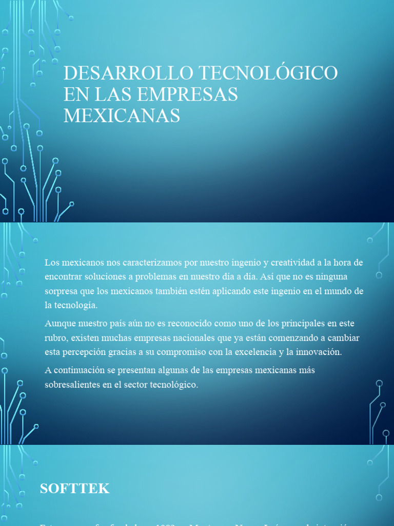 Desarrollo Tecnológico en Las Empresas Mexicanas | PDF | Software de la aplicacion | Servidor ...