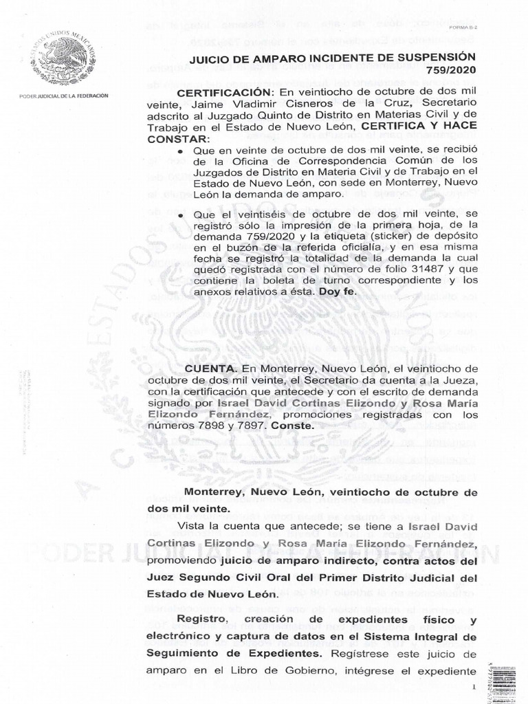 759-2020 Incidente en Suspension - 000142 | PDF