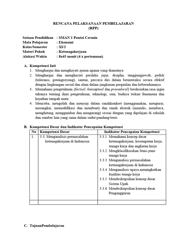 RPP Ketenagakerjaan Metode Konvensional | PDF | Karier & Perkembangan
