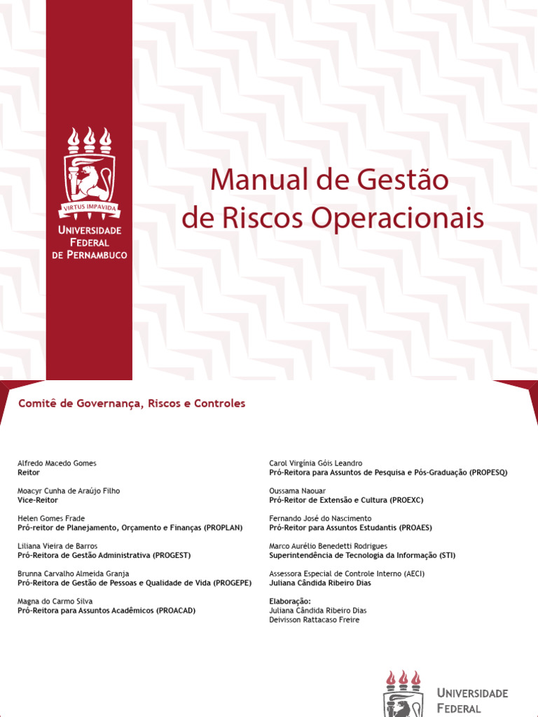 MANUAL DE GESTÃO DE RISCOS OPERACIONAIS - UFPE | PDF