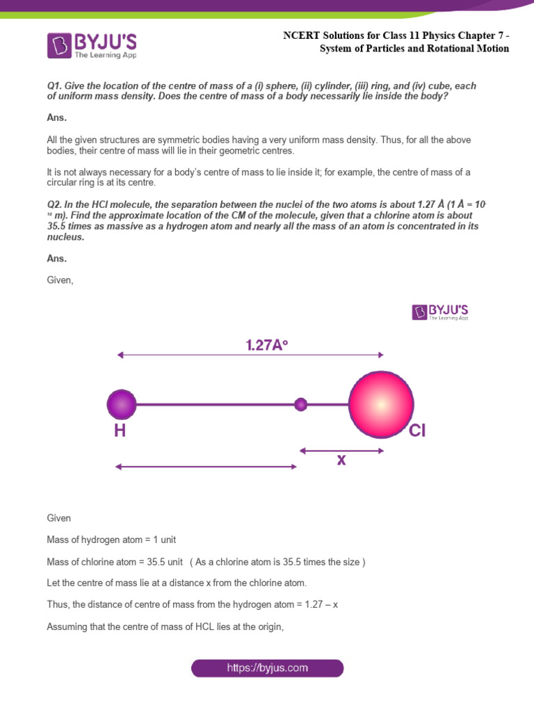 NCERT Solutions For Class 11 Physics 15may Chapter 7 System of Particles and Rotational Motion ...