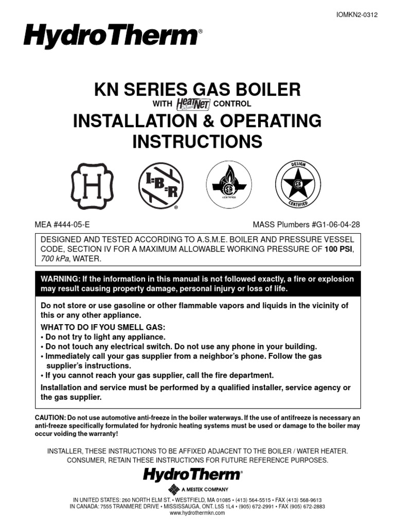 KN Boiler Manual | PDF | Chimney | Boiler