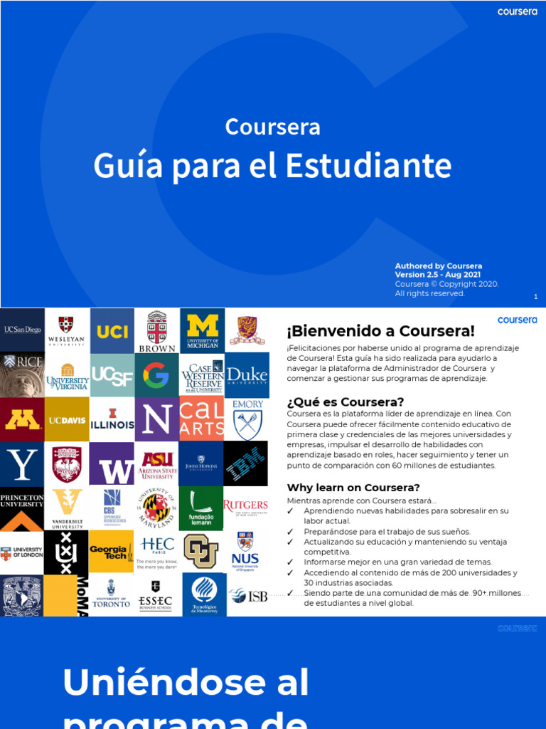 C4B - C4C - C4G Guia Del Estudiante Coursera August 2021 1 | PDF ...