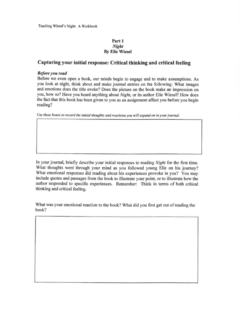 NIGHT Student Journal Questions | PDF