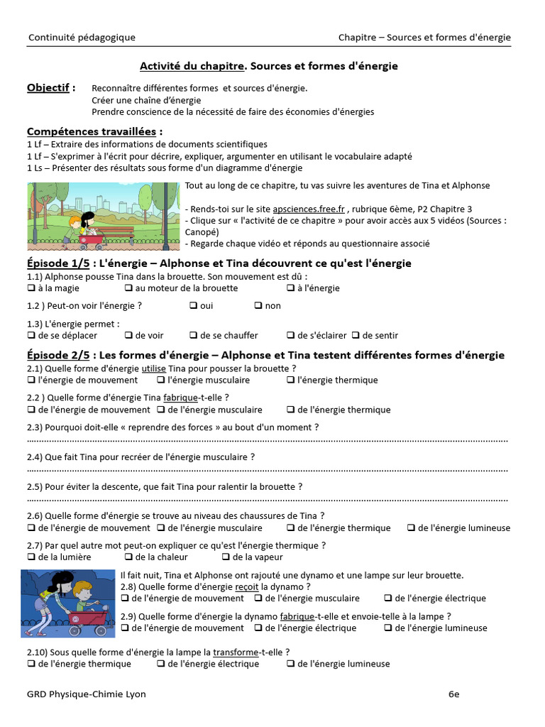 6e CH Sources Et Formes D Energie | PDF