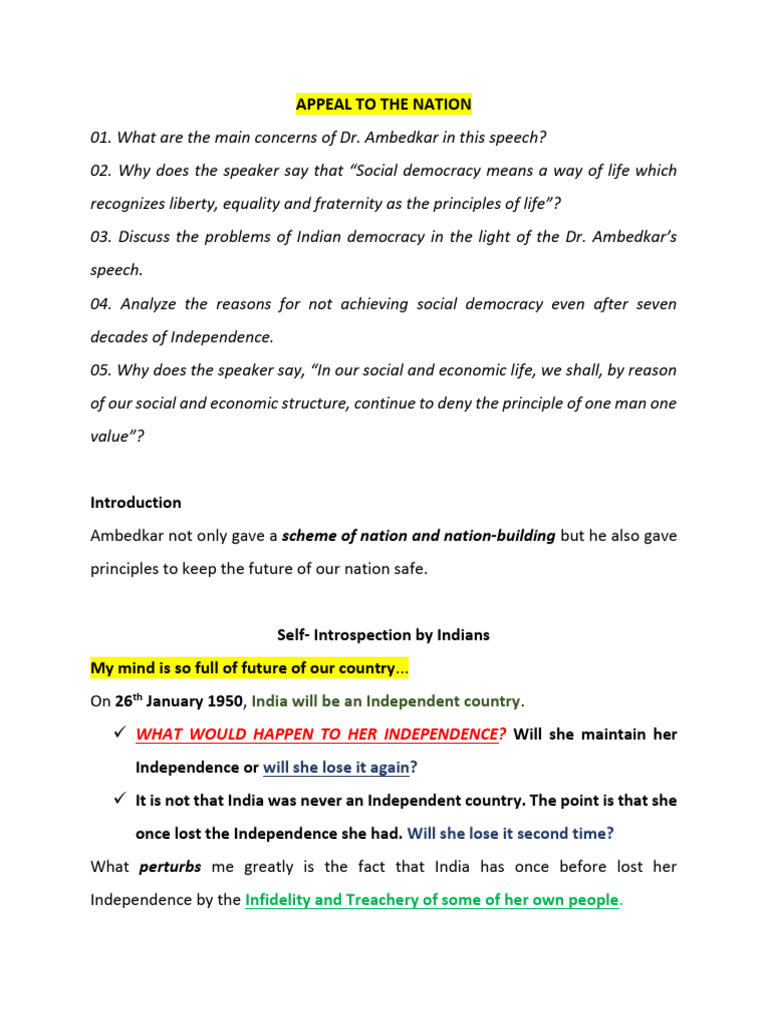 Appeal To The Nation | PDF