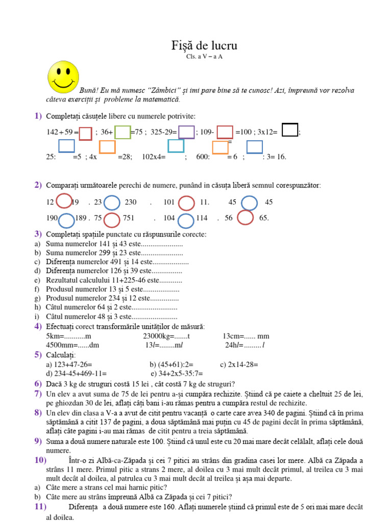 Recapitulare V A | PDF