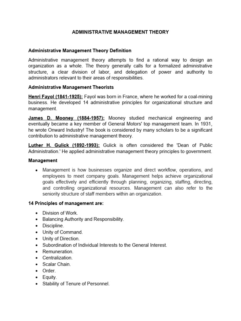 G10 - Administrative Theory Management | PDF