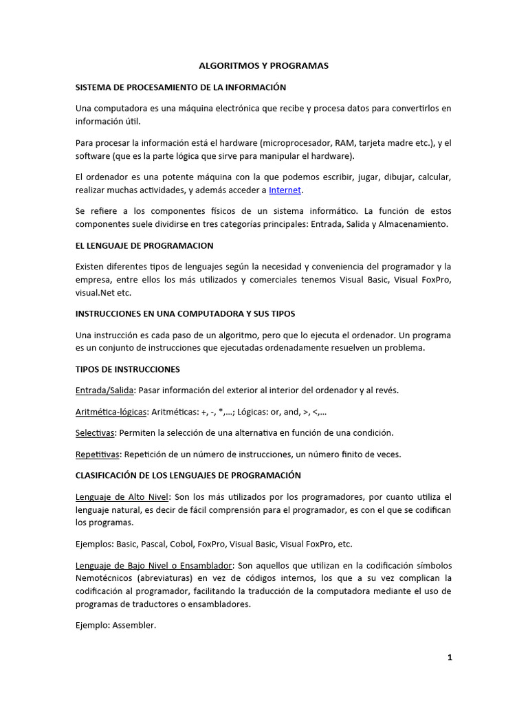 FOLLETO SOBRE ALGORITMOS Y PROGRAMASok | PDF | Hardware de la computadora | Programa de computadora