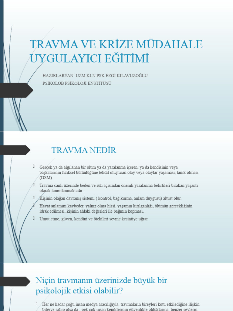 Travma Ve Kri̇ze Müdahale Uygulayici Eği̇ti̇mi̇ | PDF