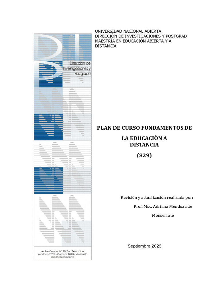 Unidad II - Plan de Curso 829 Revisado Año 2023 - 2da Semana | PDF | Educación a distancia ...