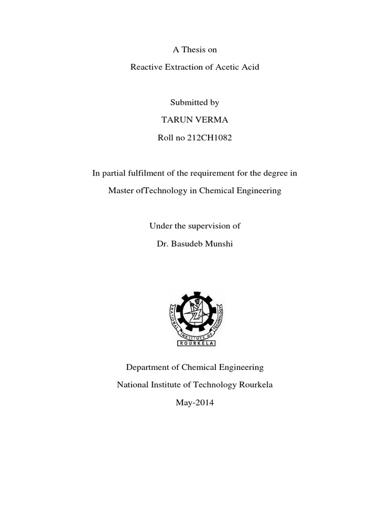 Reactive Extraction of Acetic Acid | PDF | Acid | Solvent