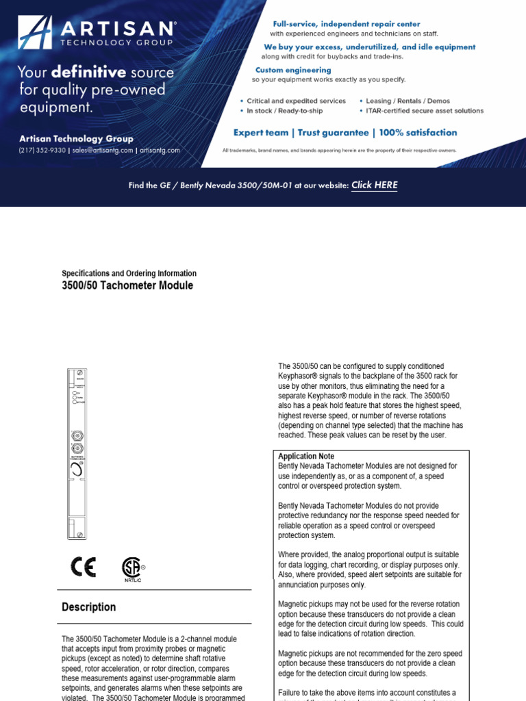 GE - Bently Nevada 3500 - 50 Datasheet | PDF