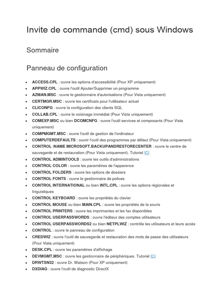 Commandes Windows | PDF