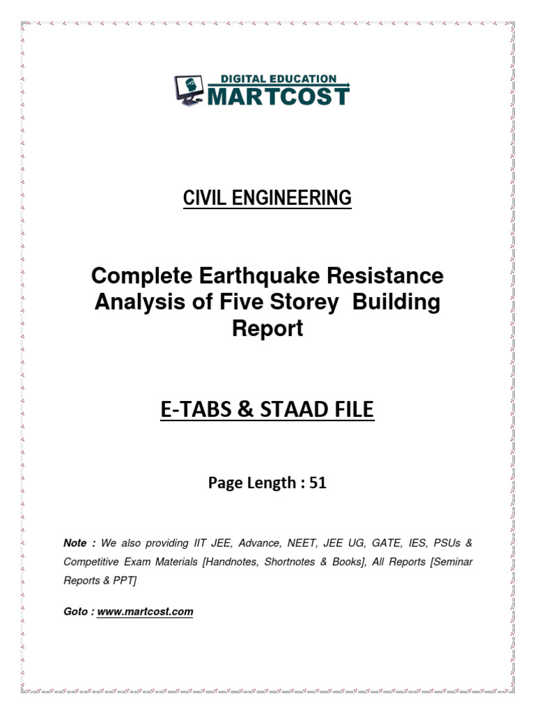 Complete Earthquake Resistance Analysis of Five Storey Building Report ...