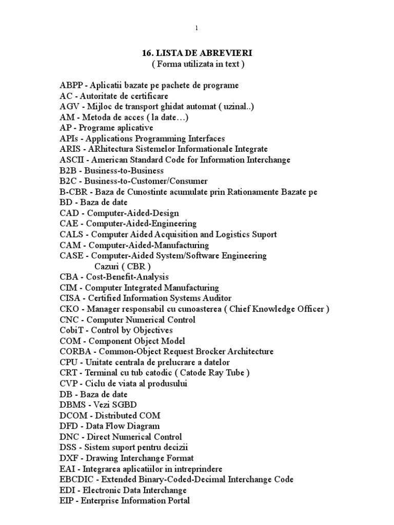 Lista Abrevieri Tehnologice și Medicale | PDF | Common Object Request ...