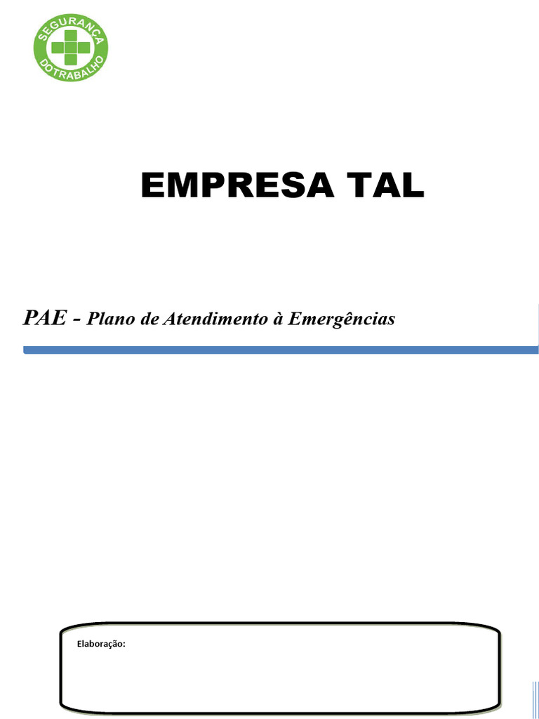 Modelo de Pae - Plano de Atendimento A Emergencia | PDF