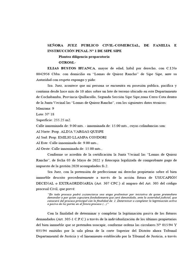 MEMORIAL Diligencia Preparatoria SEGIP Y SERECI | PDF | Principios ...