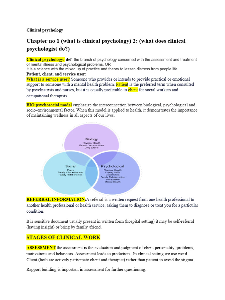 Clinical Psychology Chapter 1 Chapter 2 Chapter3 | PDF