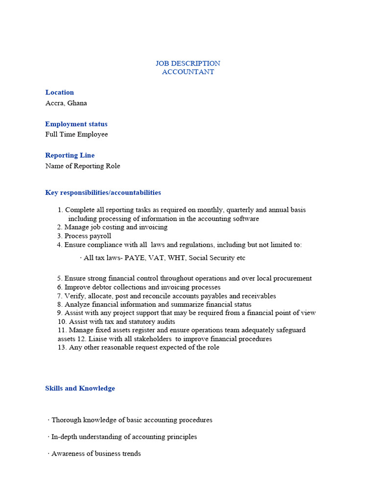 Job Description - Accountant | PDF
