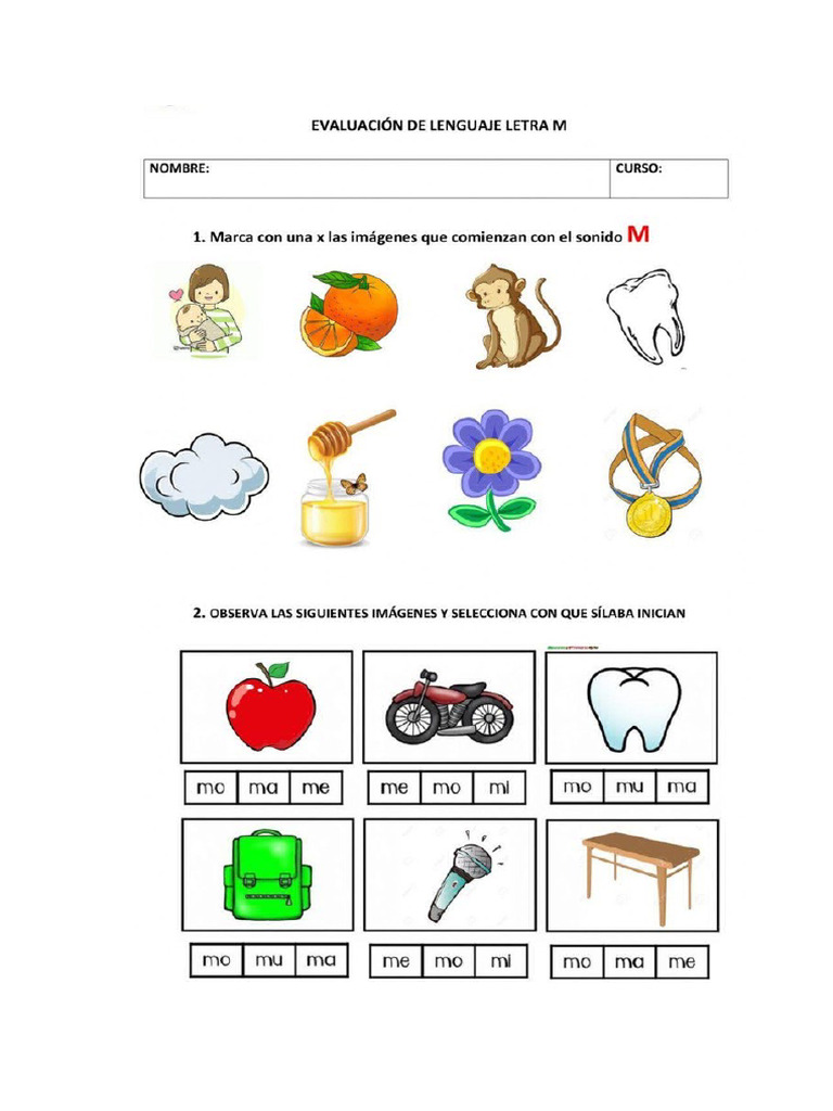 Evaluación Letra M | PDF