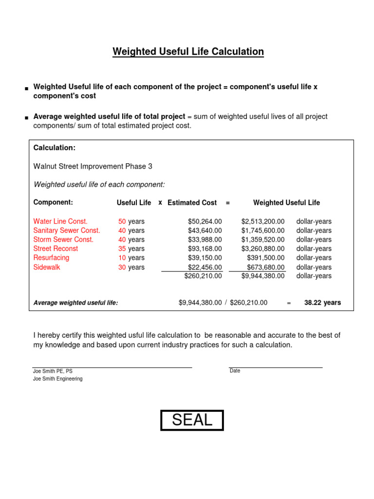 OPWC Useful Life Calculation R34 2019 | PDF