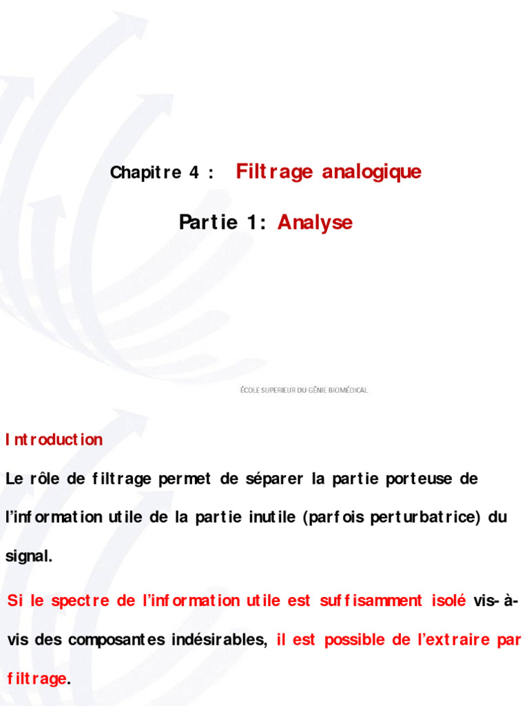Chapitre 4 Filtrage Analogique | PDF | Filtre (électronique) | Algorithmes