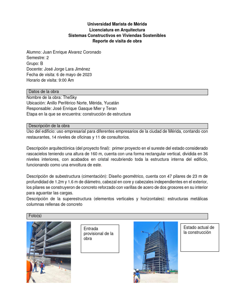 Reporte de Visita de Obra | PDF