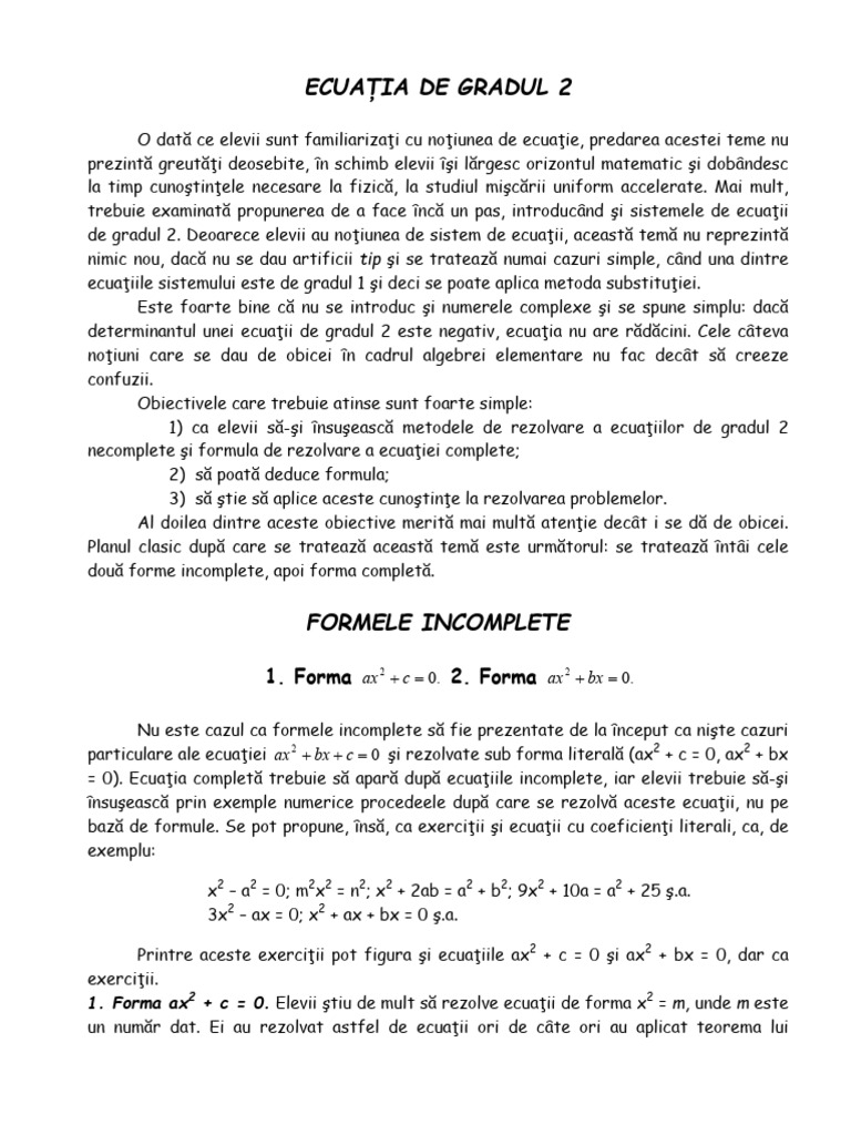 ecuatia-de-gradul-2 | PDF