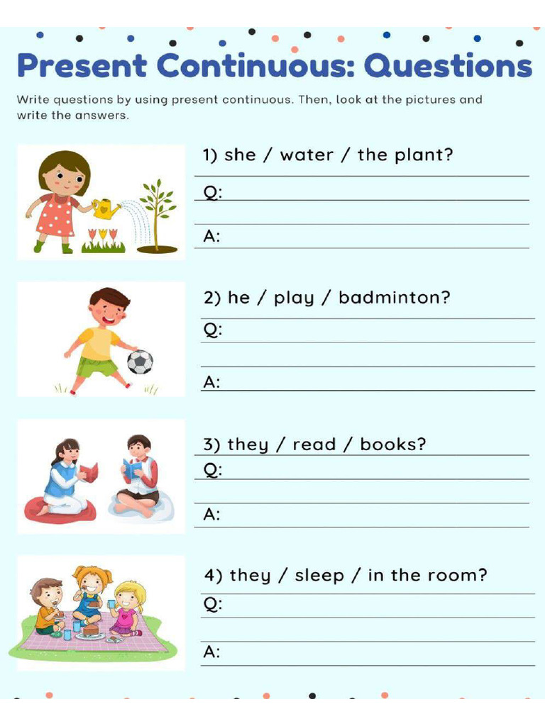 Ejercicio de Year 5 Unit 4 - Present Continuous (QUESTIONS) | PDF