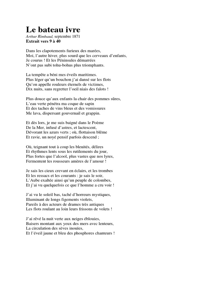 Voyage poétique en mer de Rimbaud | PDF | Poésie