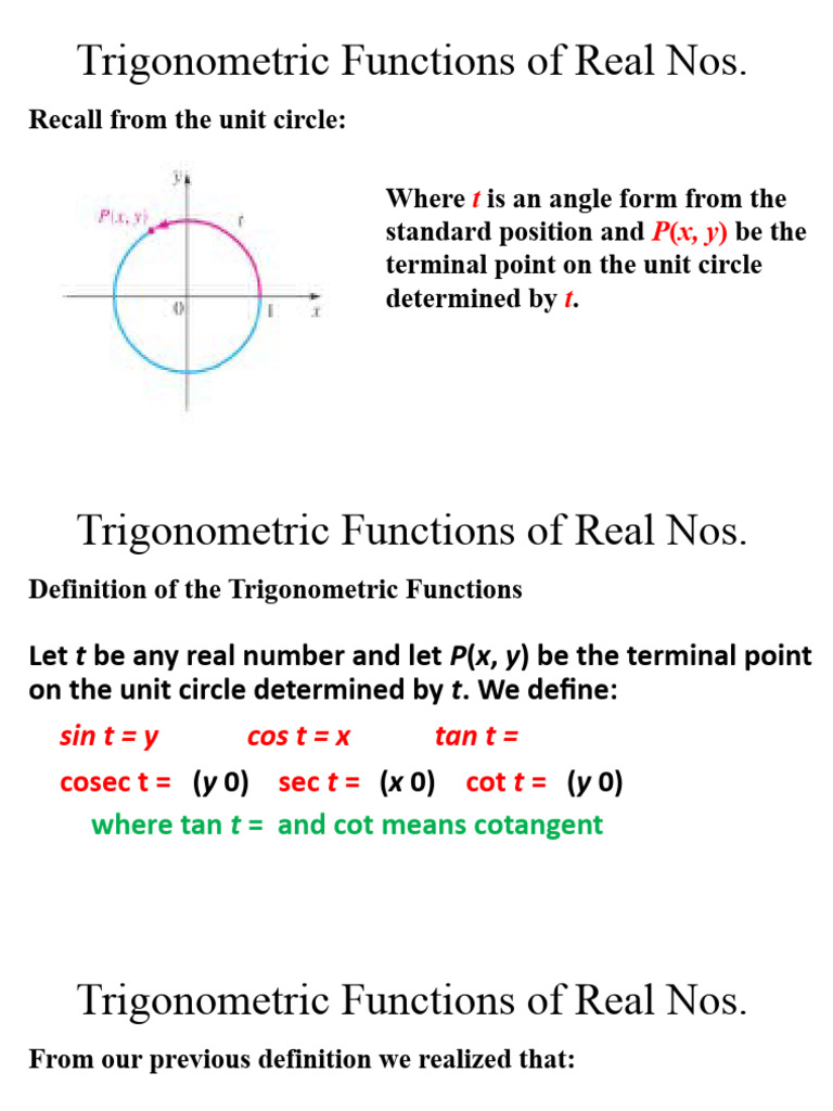 Trigonometric Functions of Real Numbers | PDF | Trigonometric Functions ...
