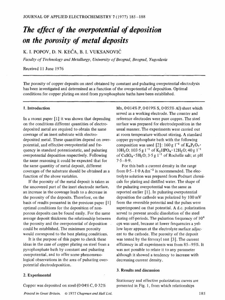 The Effect of The Overpotential of Deposition | PDF | Electrochemistry ...