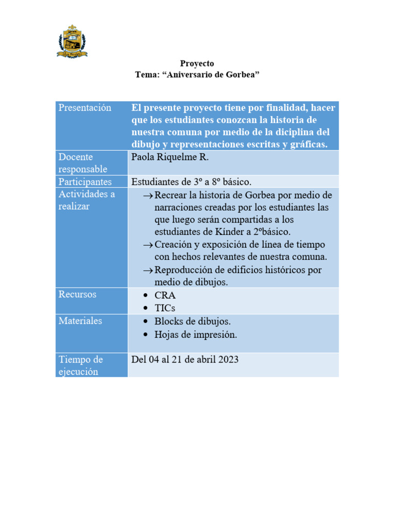 Proyecto Gorbea | PDF